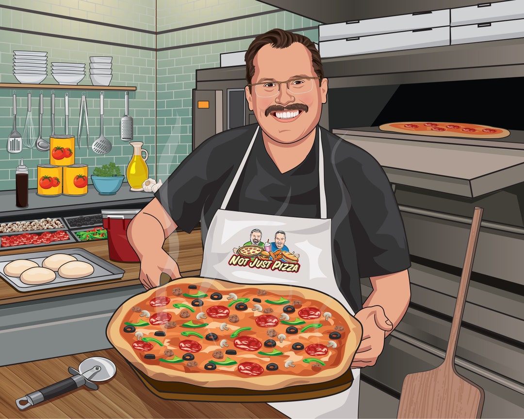 Custom Pizza Maker Caricature, Pizza Chef Cartoon, Pizzaiolo Caricature ...