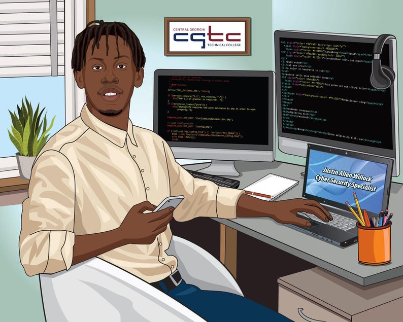 Custom Computer Science Caricature Gift, Programmer Cartoon (digital ...