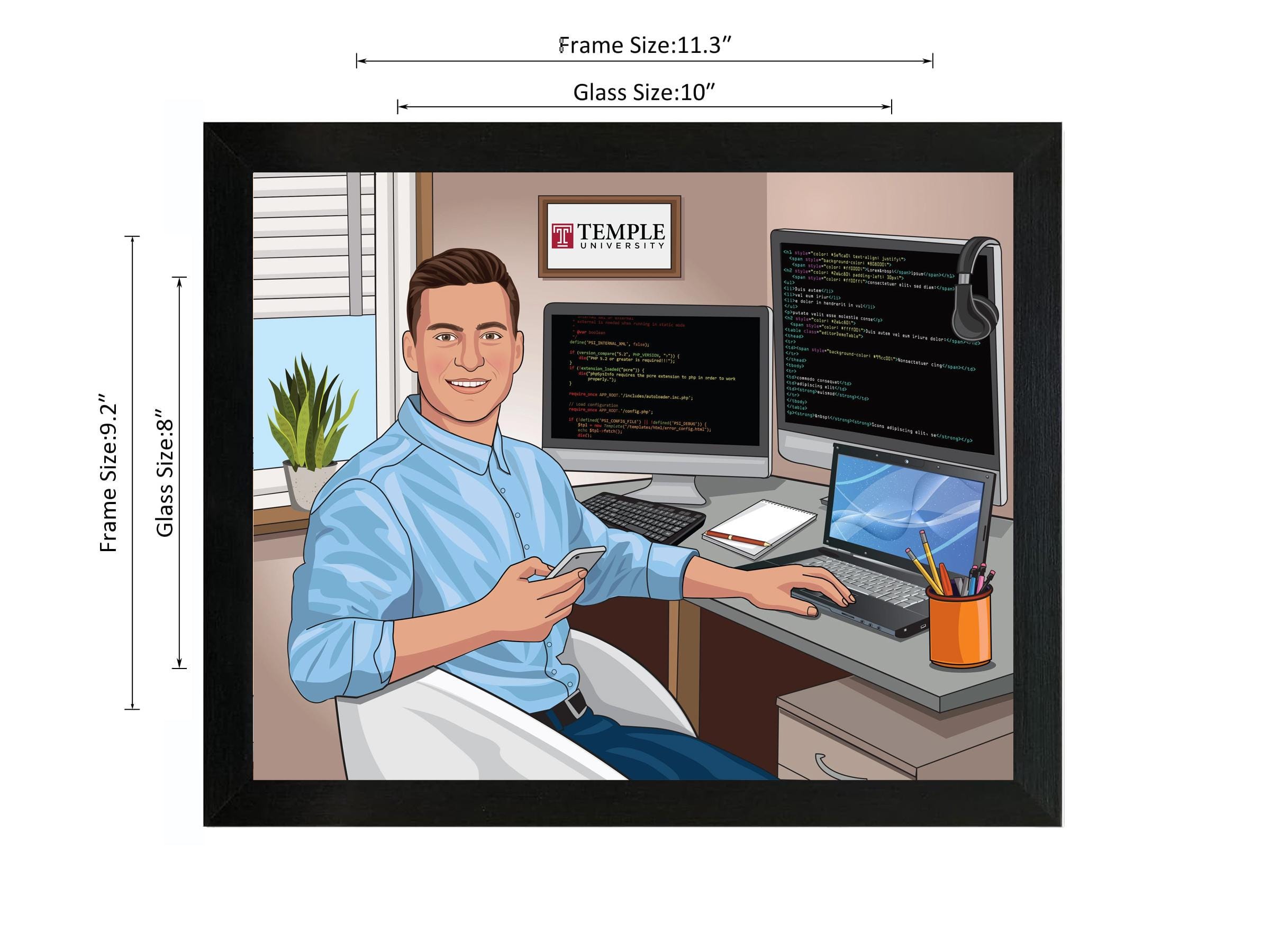 Custom Computer Science Caricature Gift, Programmer Cartoon (digital ...