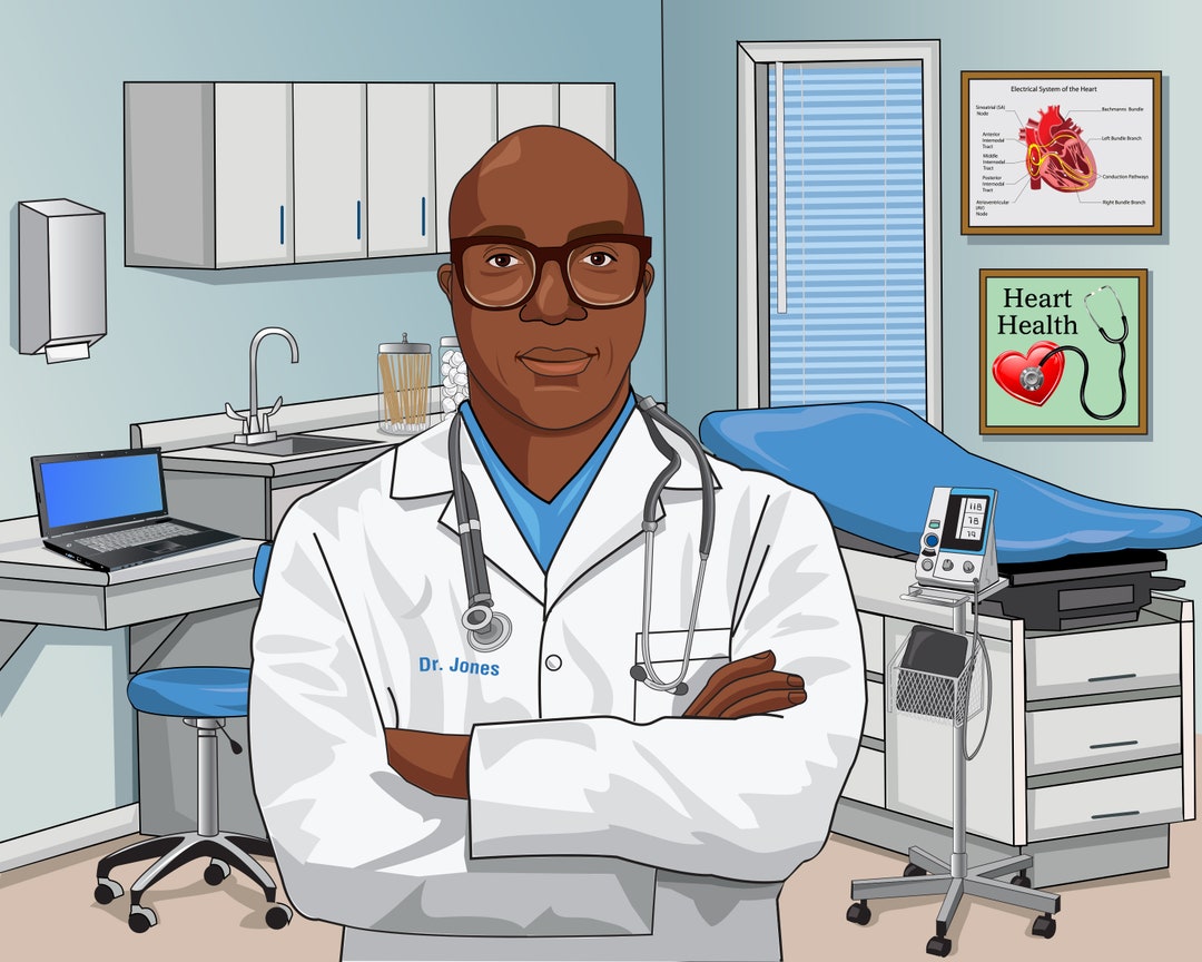 Custom Cardiologist Caricature Portrait, Doctor Retirement Gift - Etsy