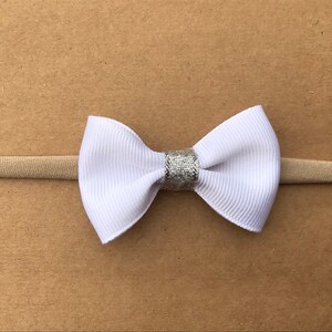 Small Ribbon Bow Headband - Nylon Headband - Grossgrain Bow - Premie ...