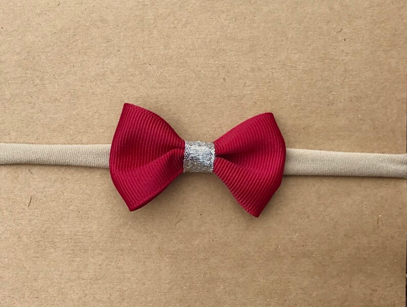 Small Ribbon Bow Headband - Nylon Headband - Grossgrain Bow - Premie ...