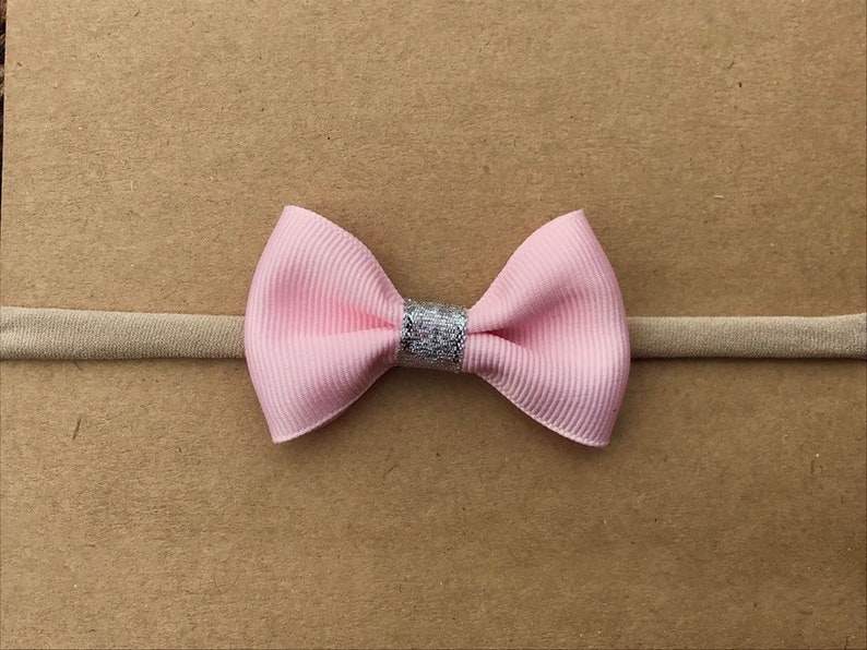 Small Ribbon Bow Headband - Nylon Headband - Grossgrain Bow - Premie ...