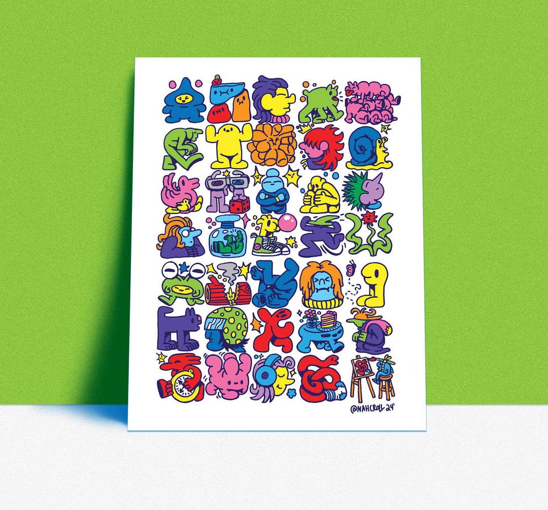 Character Grid Print - Etsy