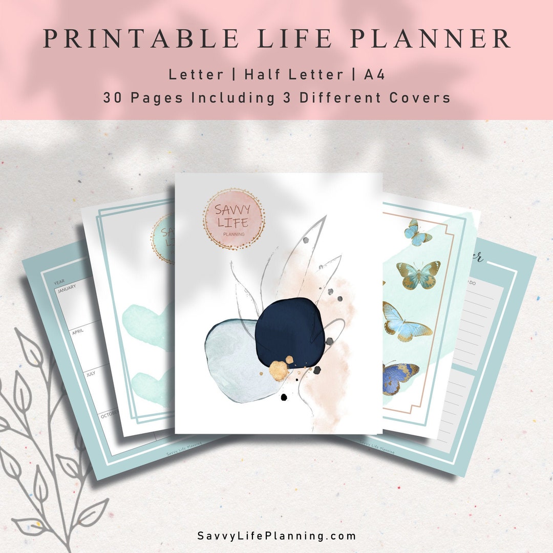 Printable Life Planner, Undated Monthly, Weekly and Daily Pages, Goal ...