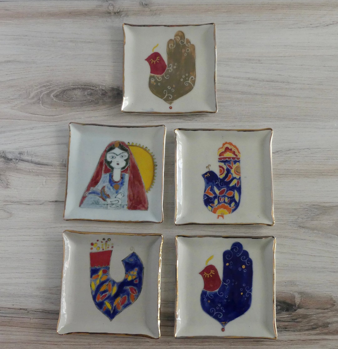 Hand Built Pottery Free Hand Painted Ceramic Dishincense - Etsy