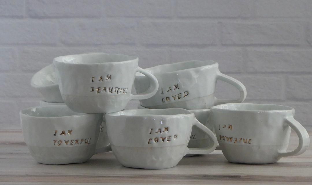 Personalized Hand Built Pinch Love Mugs8oz With 24k Gold - Etsy