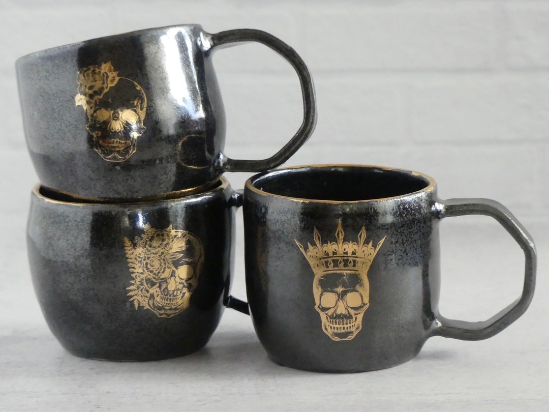 Handmade 10oz Ceramic Gold Skull King & Queen Tea coffee Mug - Etsy