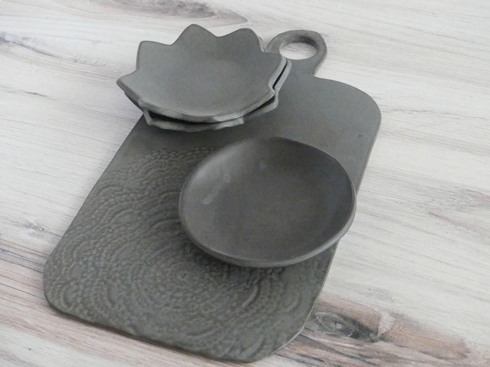 Rustic Chic Hand Made Ceramic Cheese Board Comes With Three - Etsy