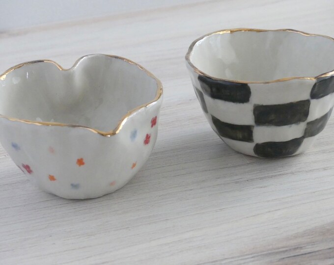 Tiny Bowl Set (5pc.), Small Pinch Pot Bowls, Handmade Mixed Pattern ...