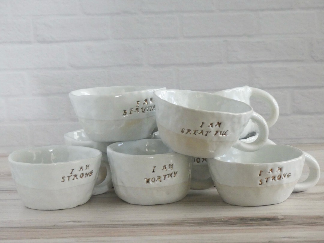 Personalized Hand Built Pinch Love Mugs,8oz With 24k Gold Luster ...