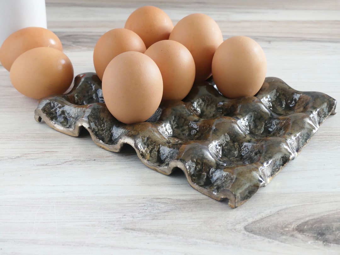 Rustic Vintage Look Hand Built Egg Tray, With 24k Gold Luster. - Etsy