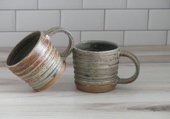 Set of Two 10oz Rustic Stoneware Mugs Gift for Him Gift for - Etsy