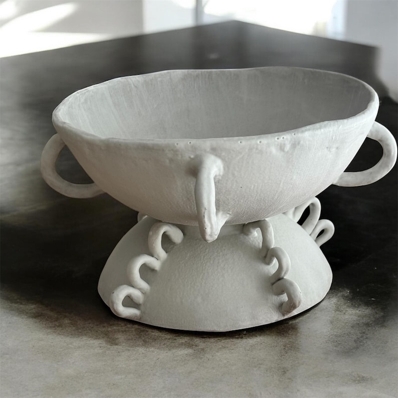 Hand-built White Ceramic Decorative Bowl | Modern Sculptural ...