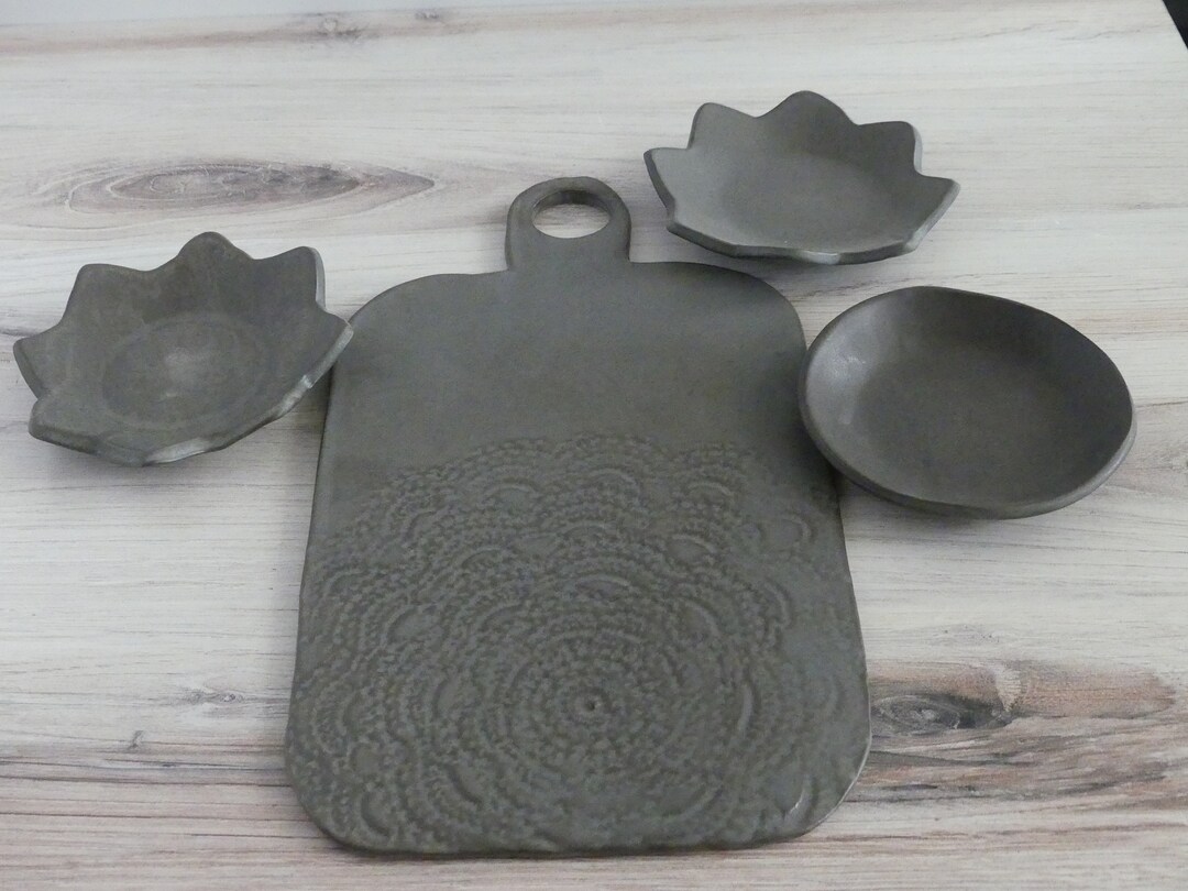 Rustic Chic Hand Made Ceramic Cheese Board Comes With Three - Etsy