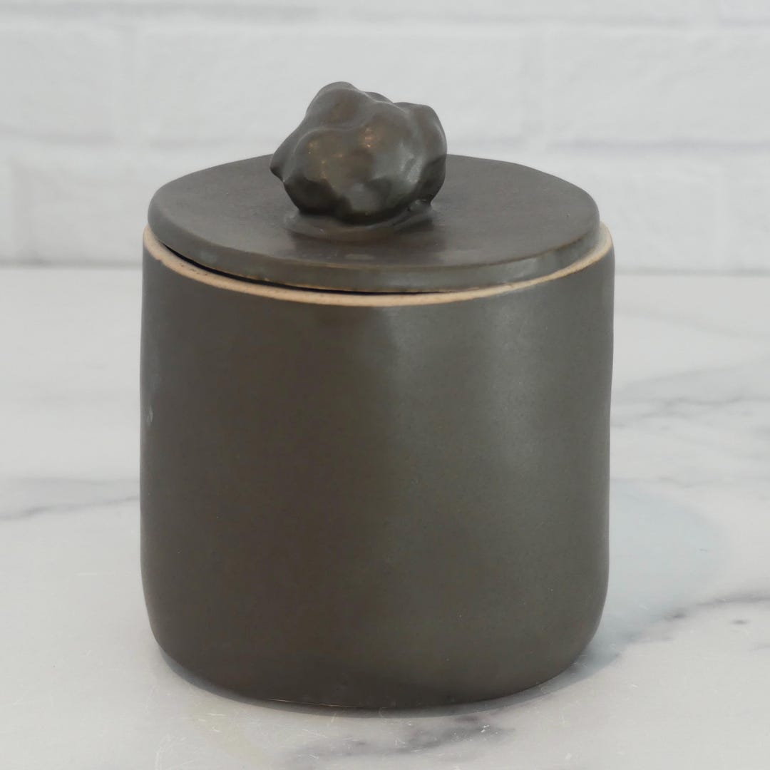 Hand-built Black Matte Jar With Lid – Perfect for Tea, Sugar, and ...