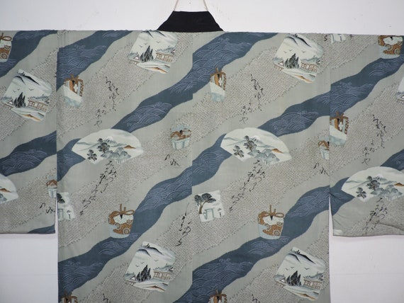 Japanese Mens Juban Inner Kimono Pattern of Landscap… - Gem