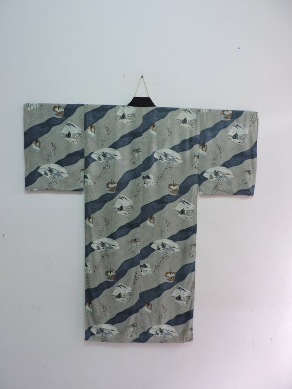 Japanese Mens Juban Inner Kimono Pattern of Landscap… - Gem