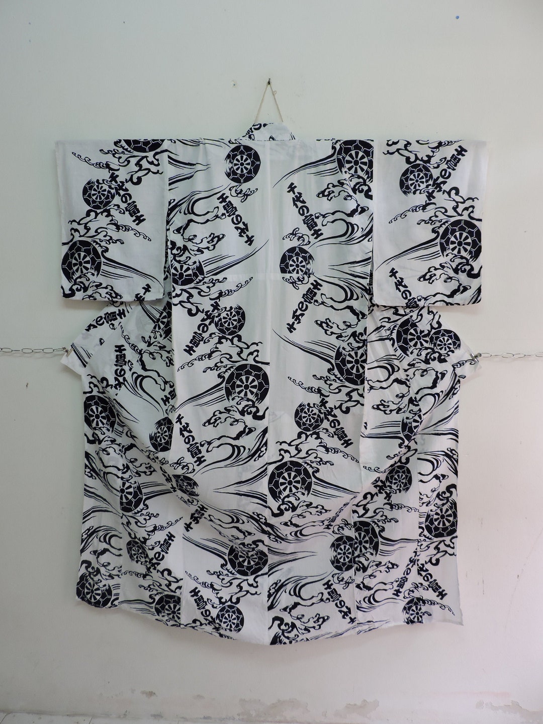 Japanese Yukata Cotton Summer Kimono Abstract Geometric Pattern Motif ...