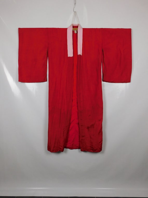 Antique Japanese Juban Inner Wear Kimono Red Color Se… - Gem