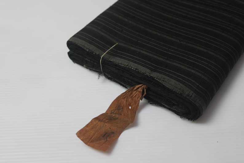 Vintage Japanese Tsumugi Silk Fabric Bolt Handwoven Striped Shima ...