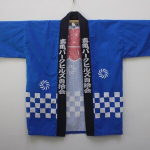 Japanese Cotton Blue Hanten Hippari Happi Coat Short Kimono Jacket Robe ...