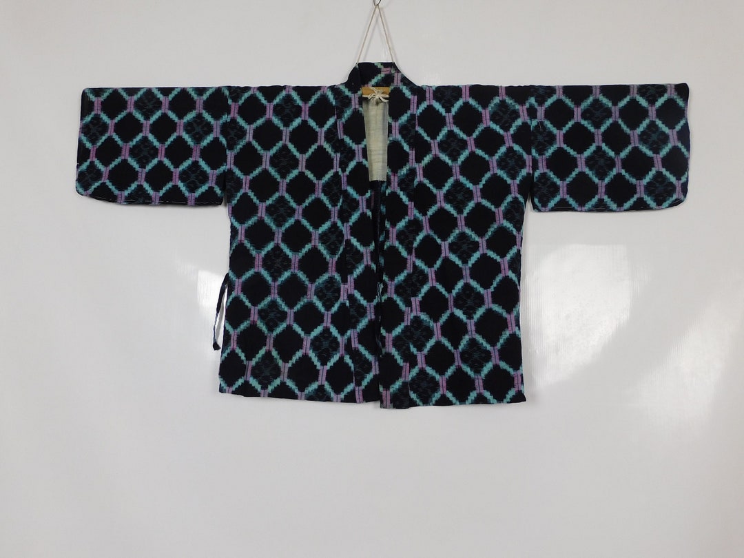 Japanese Hippari Cotton Indigo Ikat Kasuri Geometric Pattern Folkwear ...