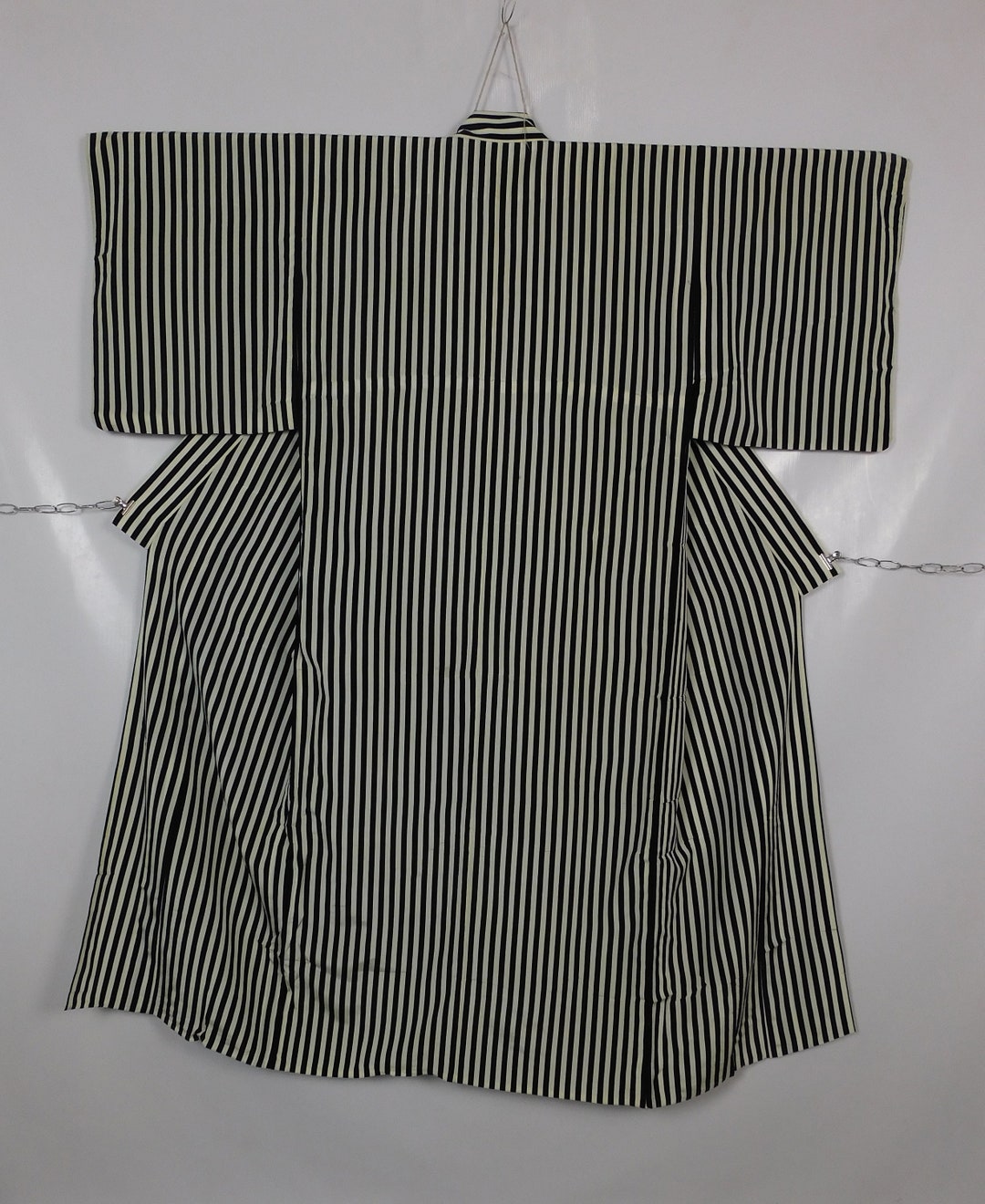Vintage Japanese Kimono Komon Abstract Geometric Striped Shima Pattern ...