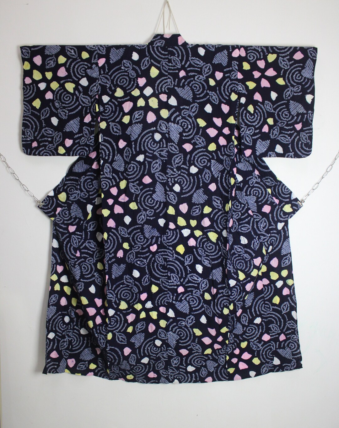 Vintage Japanese Yukata Indigo Cotton Tie Dye Arimatsu Shibori Floral ...