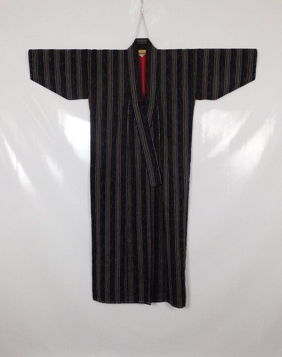Vintage Japanese Cotton Indigo Kimono Striped Shima N… - Gem