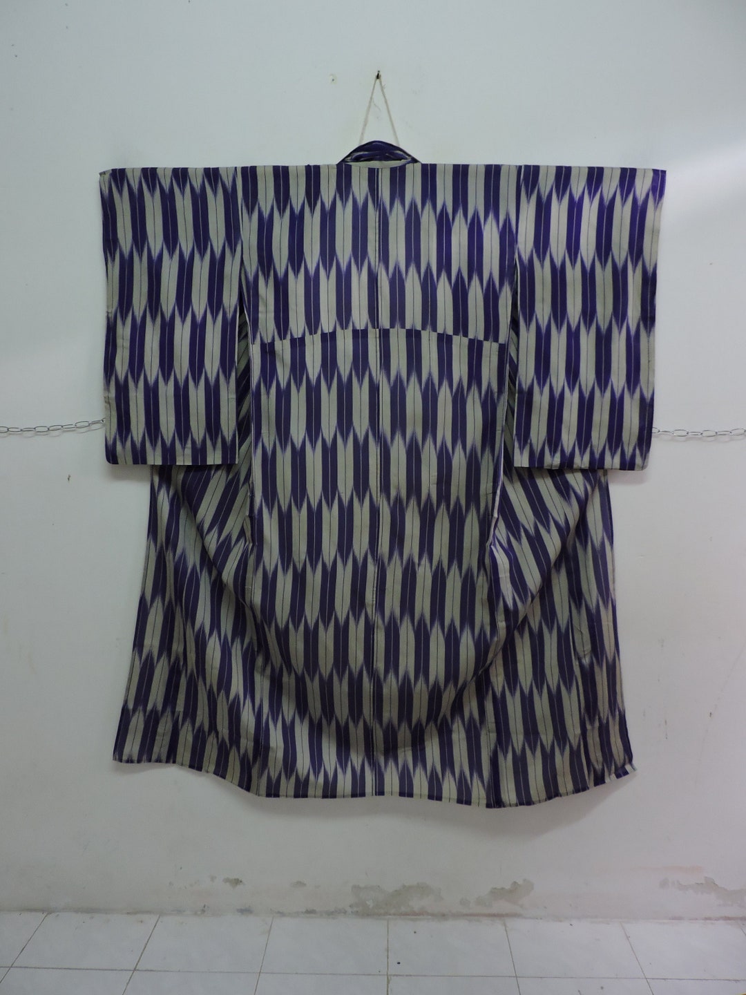 Japanese Kimono Komon Purple Abstract Geometric Yabane Pattern Bold ...