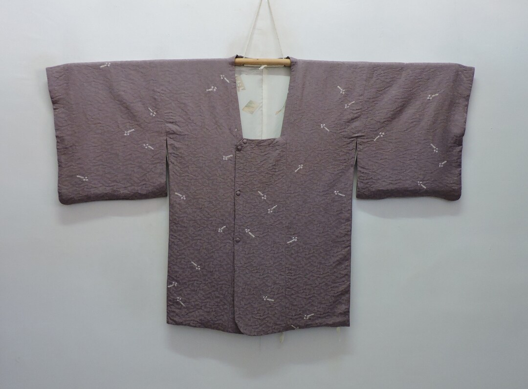 Vintage Japanese Michiyuki Kimono Outer Jacket Dress Silk Flower ...