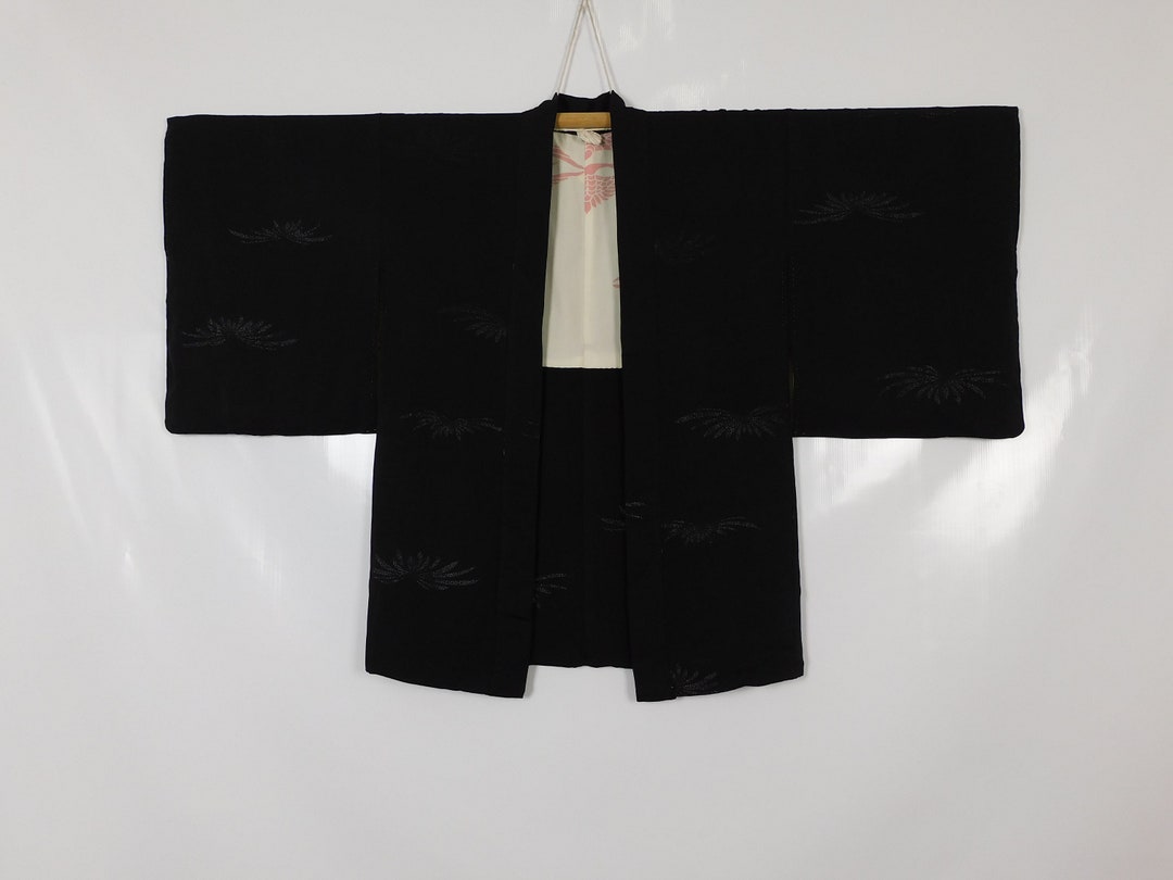 Vintage Japanese Black Haori Silk One Crest Abstract Woven - Etsy