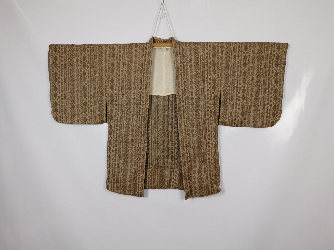 Vintage Japanese Haori Hippari Dochugi Woven Abstract Pattern Glitter ...