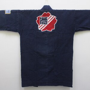 Vintage Japanese Cotton Blue Indigo Hanten Hippari Happi Fireman Coat ...