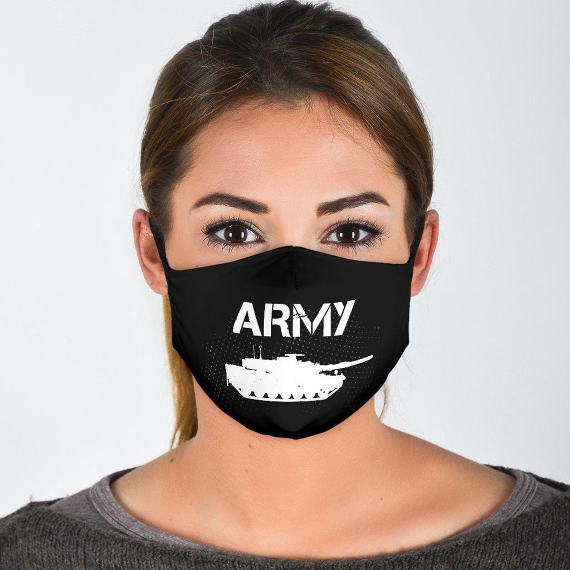Army Tank Adult Fabric Face Mask, Elastic Ear Loops, Washable & Re ...
