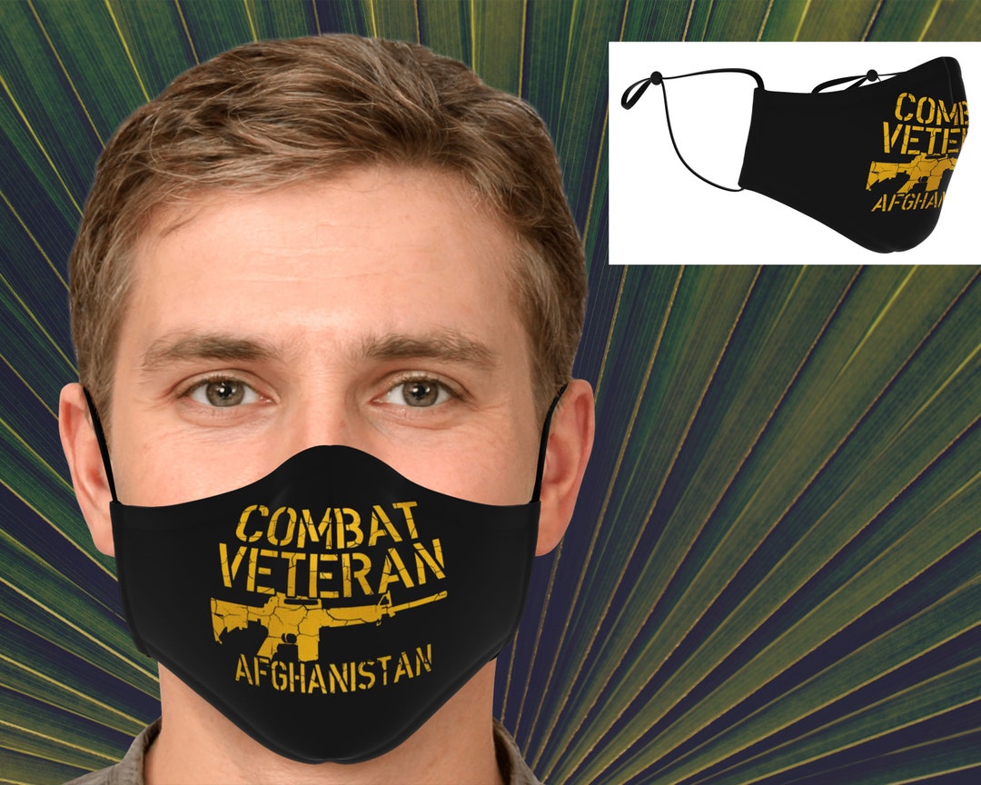 Combat Veteran Afghanistan Fitted Fabric Face Mask, Adjustable Ear ...