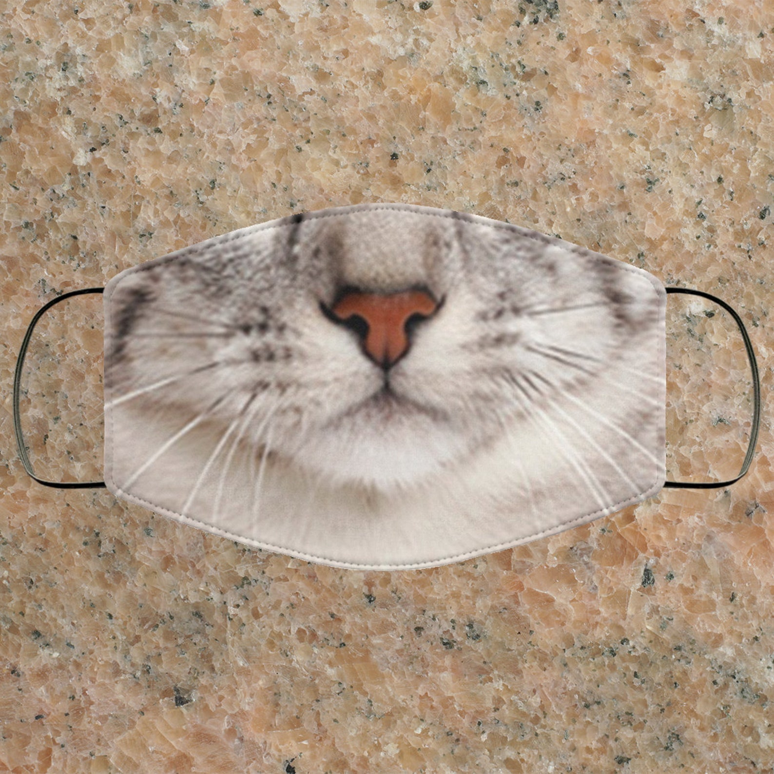 Cat Face Animal Print Pattern Adult Fabric Face Mask With Elastic Ear ...