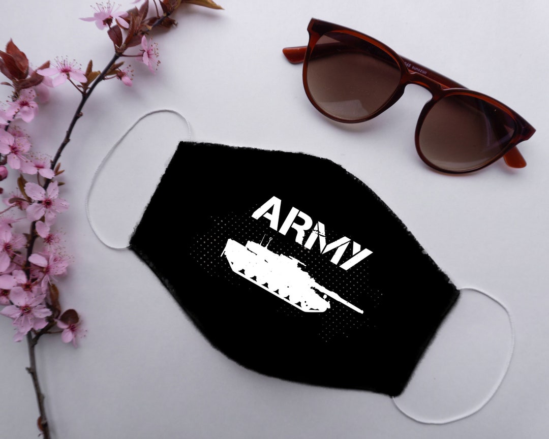 Army Tank Adult Fabric Face Mask, Elastic Ear Loops, Washable & Re ...