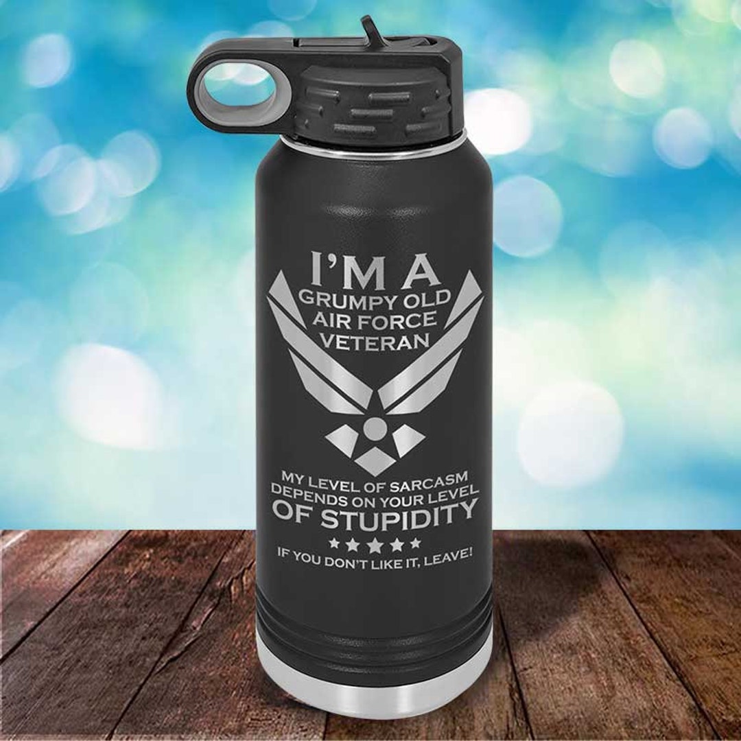 Grumpy Old Airforce Veteran Custom Engraved 32oz Insulated Tumbler ...