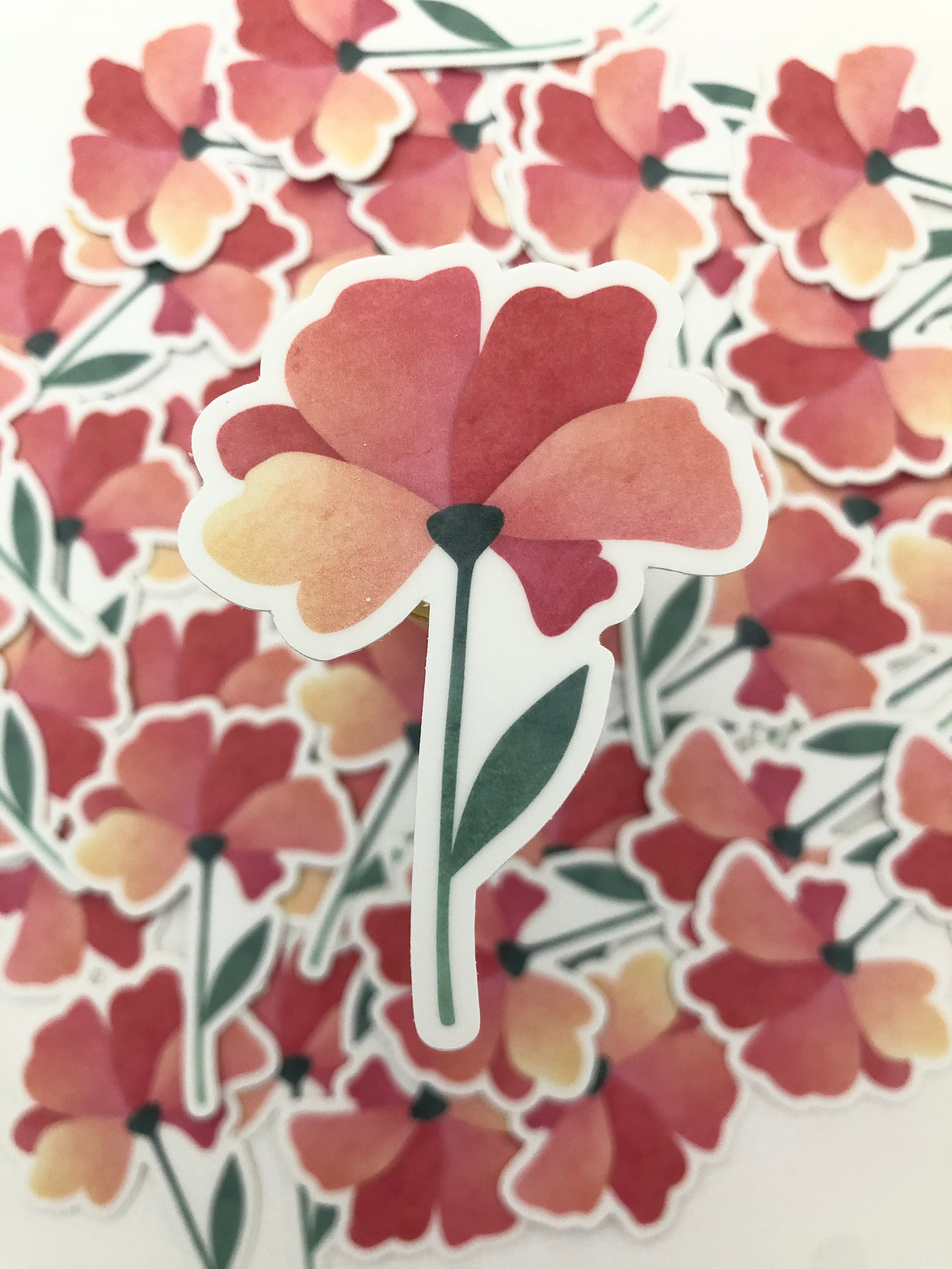 Pegatina floral pegatina de flores pegatina de ordenador | Etsy