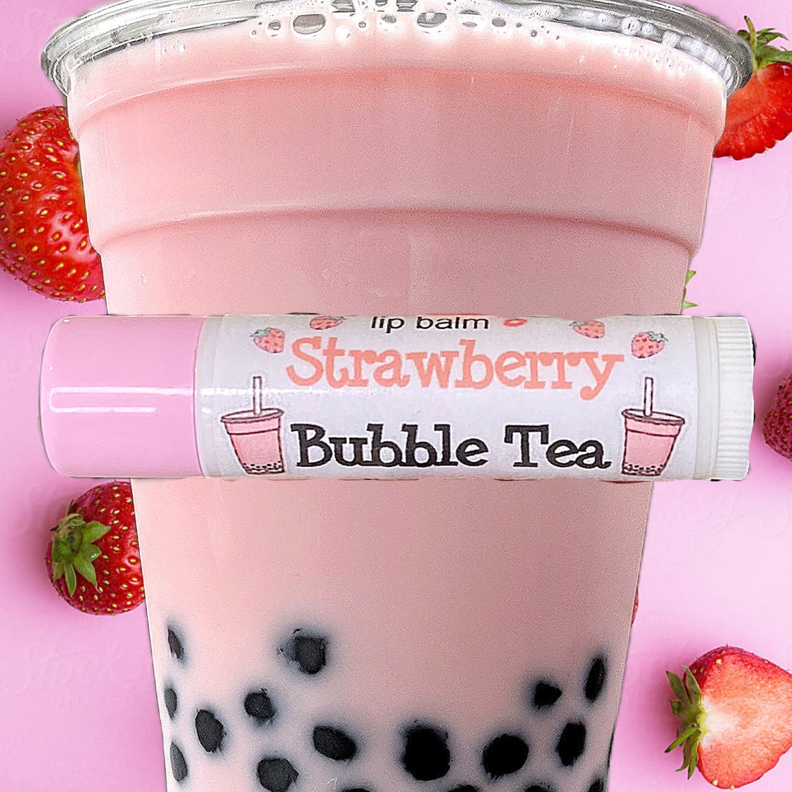 Strawberry Bubble Tea Lipsessed Lip Balm 1 - Etsy