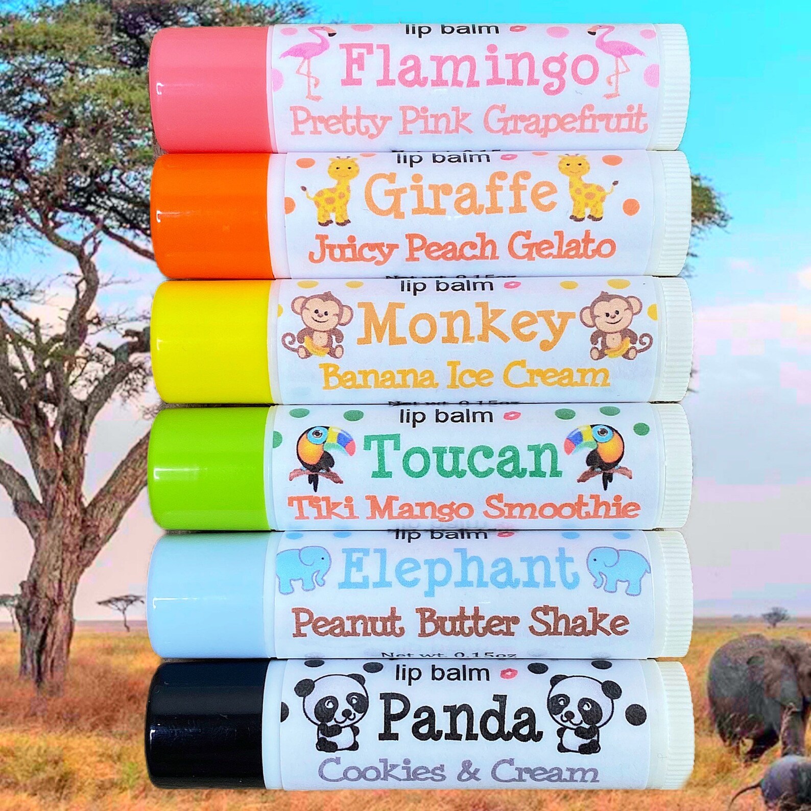 Safari Adventures Lipsessed Lip Balm Set of 6 | Etsy