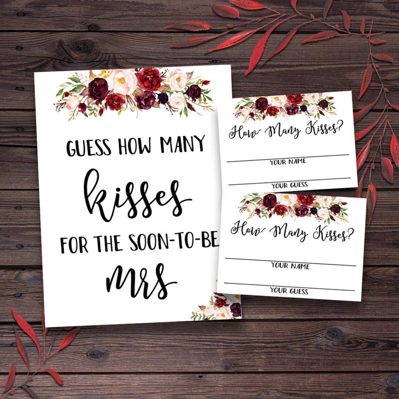 Marsala Bridal Shower Games Bundle Floral Bridal Shower - Etsy