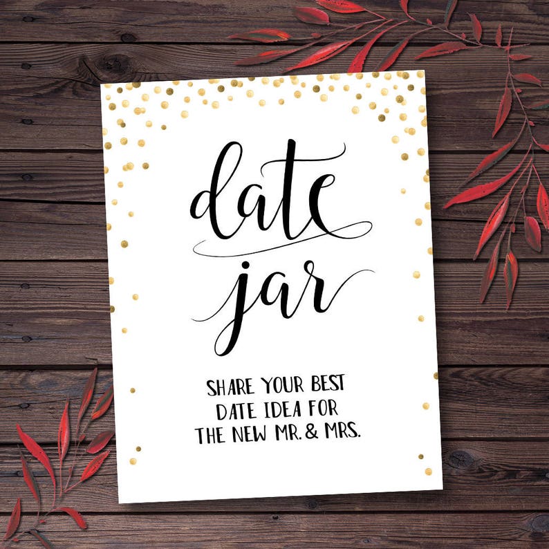 Bridal Shower Game Date Night Jar Sign Printable Bridal Date | Etsy