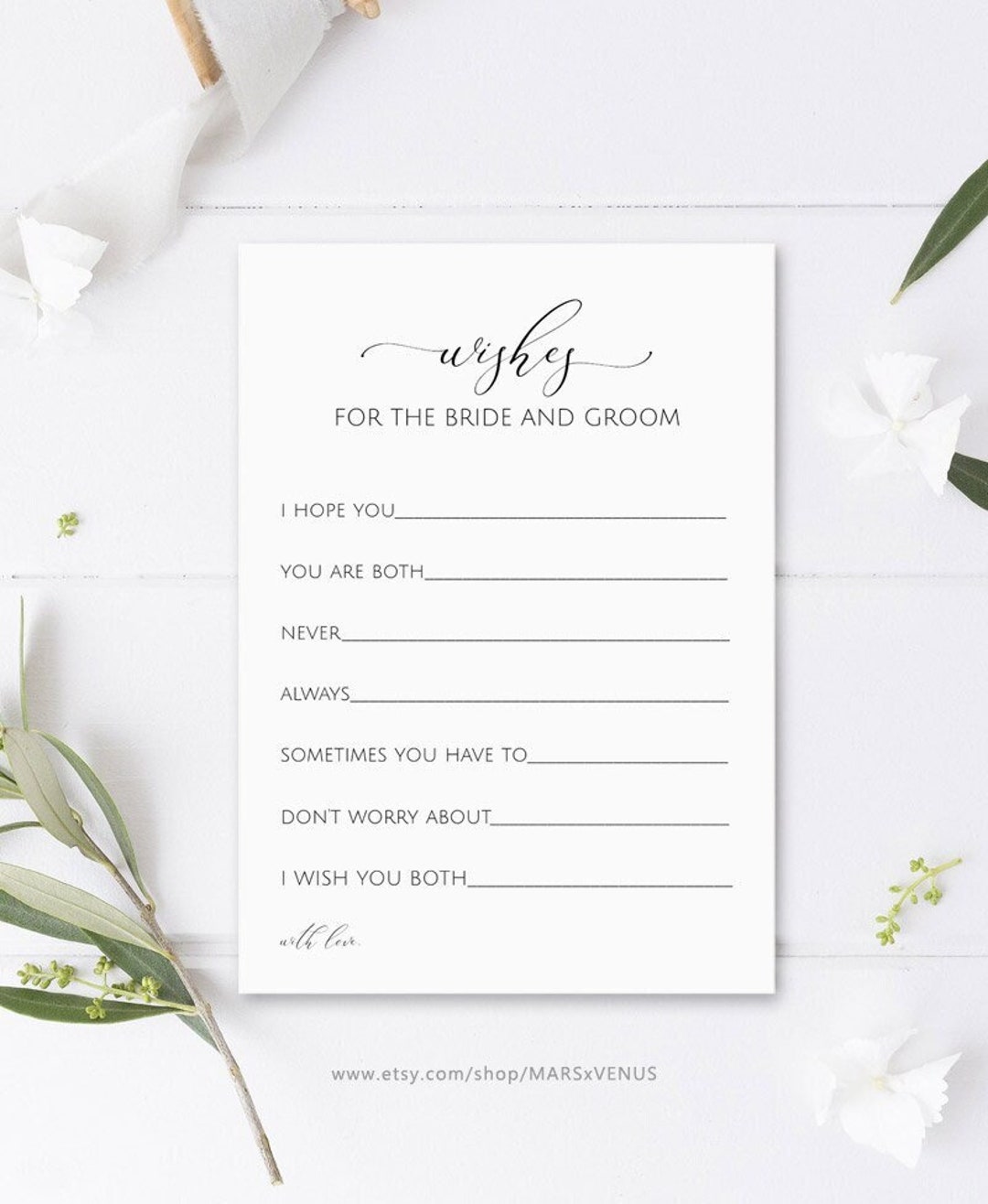 Printable Wedding Advice Cards, Wishes for the Bride and Groom, Advice ...