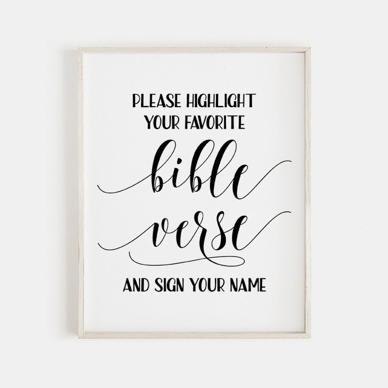 Wedding Bible Verse Sign Printable Please Highlight Your | Etsy