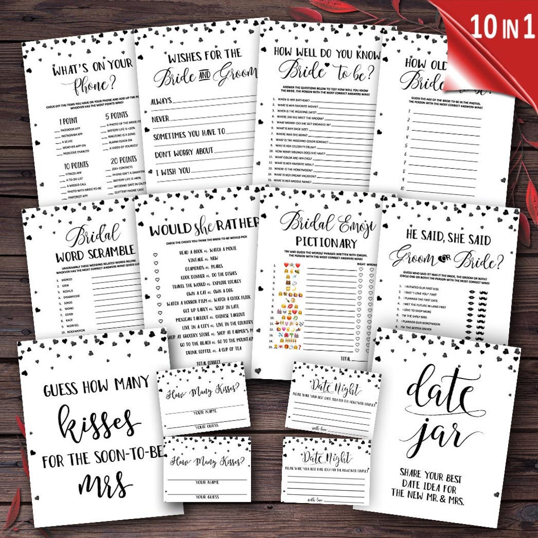Bridal Shower Games Bundle, Games Bundle, Activities Pack, Instant ...