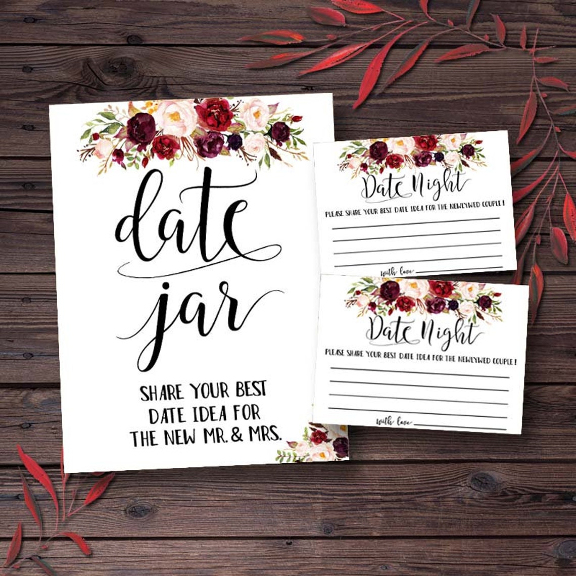 Marsala Bridal Shower Games Bundle Floral Bridal Shower - Etsy