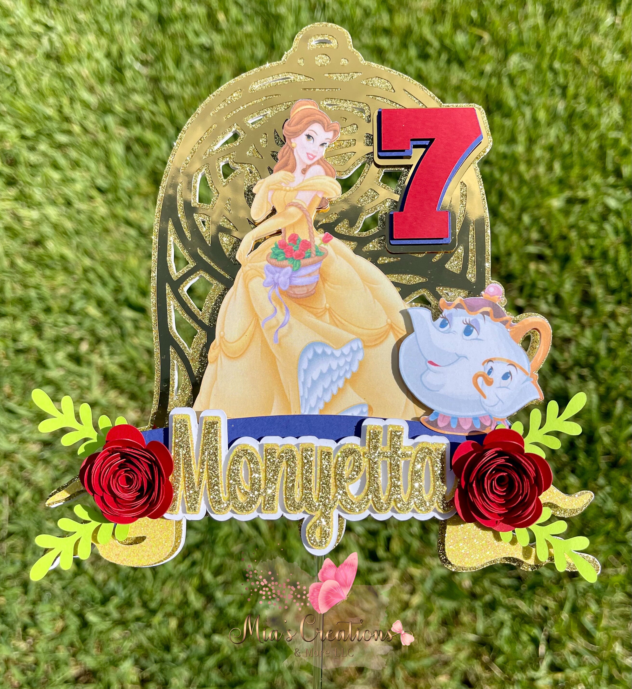 Belle Cake Topper Beauty and the Beast Birthday Cake Topper - Etsy